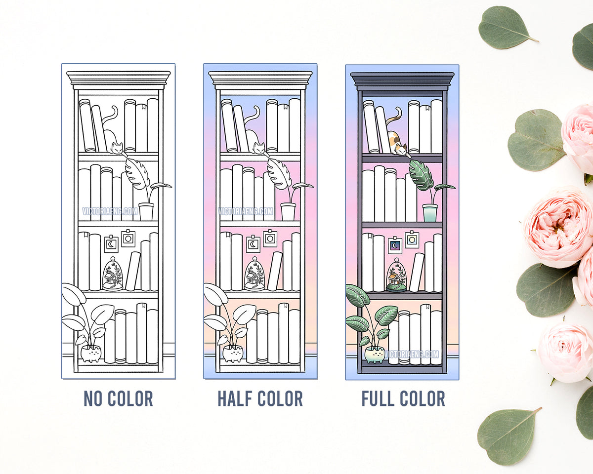 Bookcase Tracker Bookmark, Coloring Bookmark – Victoria Eng
