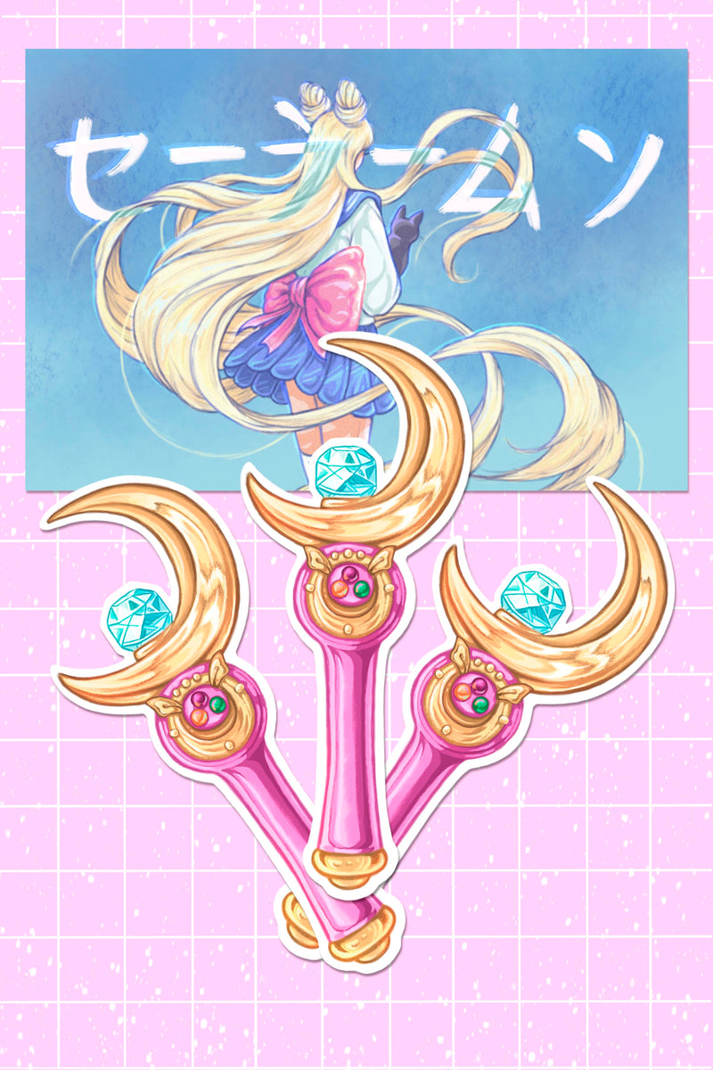Sailor Moon - Moon Stick Sticker – Victoria Eng